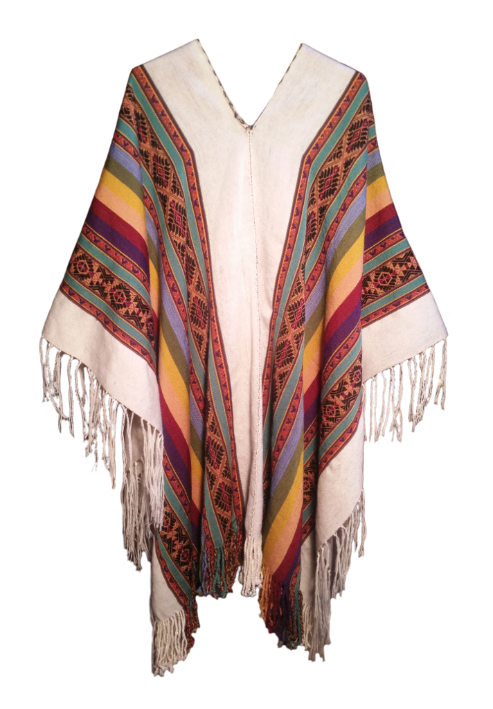 Peruvian Alpaca Poncho Rainbow Suns And Stars Inka Market