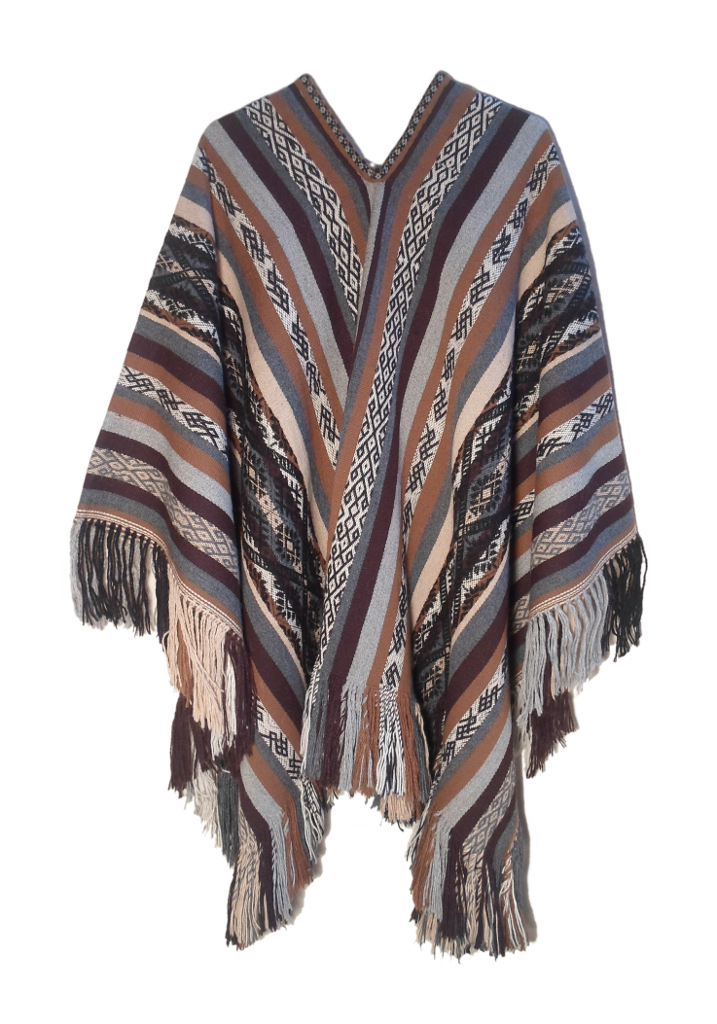 Traditional Peruvian Undyed Alpaca Poncho Four Directions Inka Market