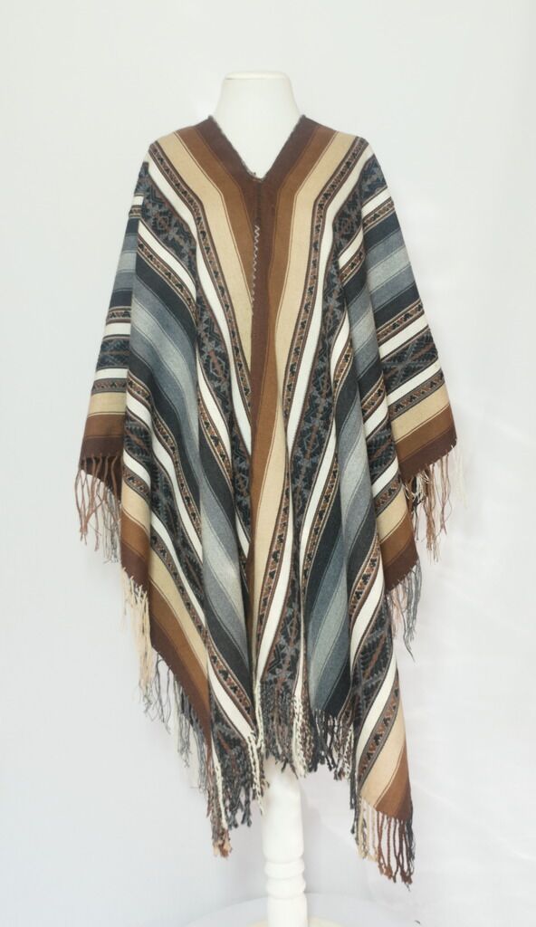 Peruvian alpaca poncho "Rainbow, Suns and Stars" | Inka Market