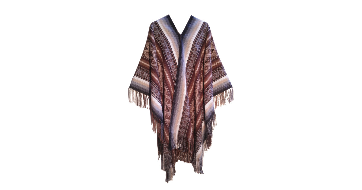 Peruvian alpaca poncho "Suns and Mother Earth" | Inka Market