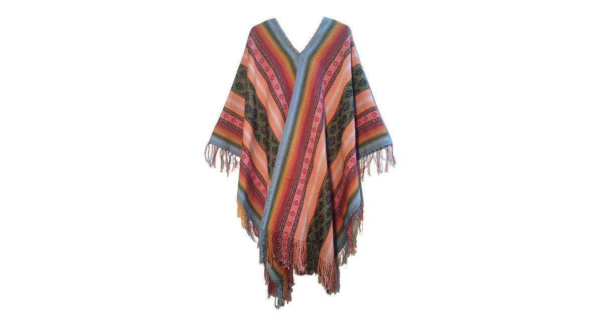 Peruvian alpaca poncho "Rainbows and Stars" | Inka Market